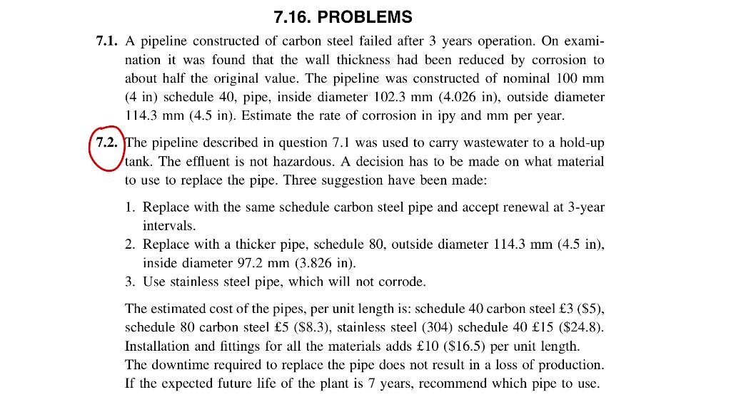 Solved 7.1. A pipeline constructed of carbon steel failed | Chegg.com