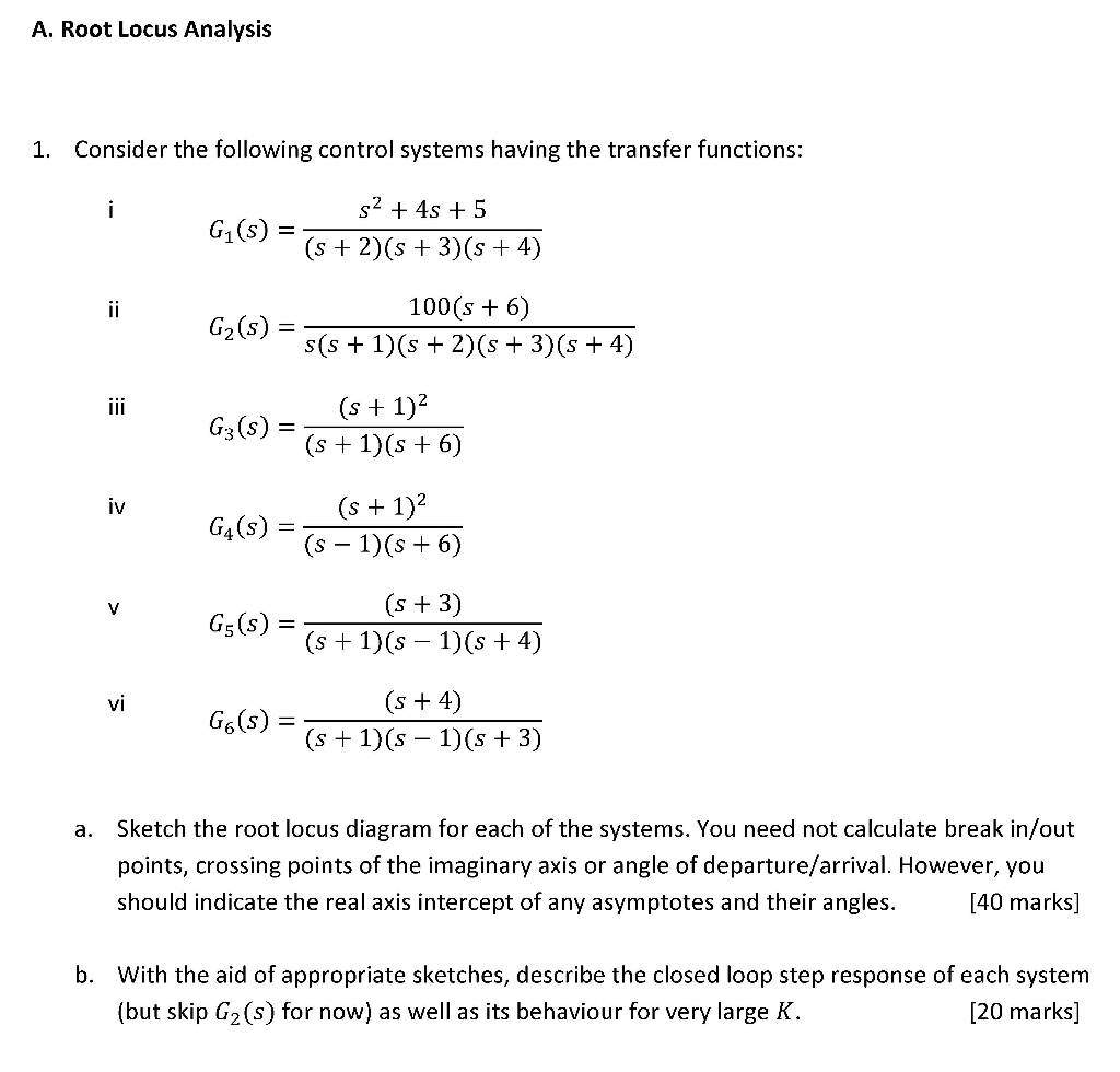 A. Root Locus Analysis 1. Consider the following | Chegg.com