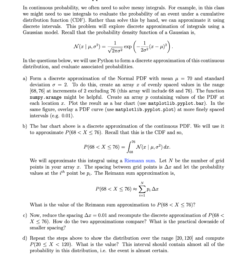 Solved In continuous probability, we often need to solve | Chegg.com
