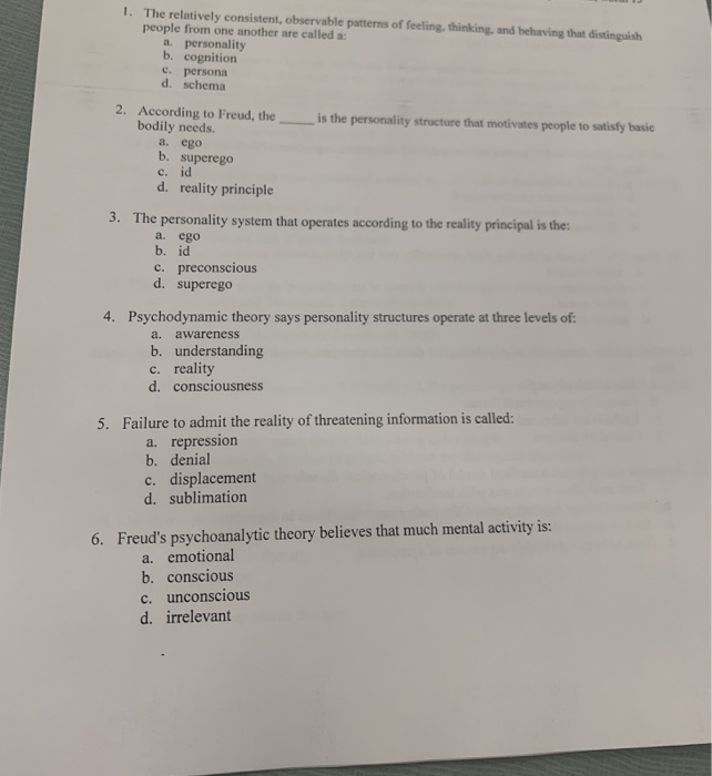 Solved 1. The relatively consistent, observable patterns of | Chegg.com