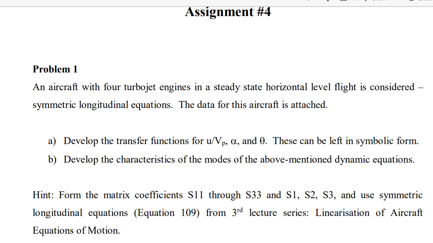 Assignment #4 Problem 1 An aircraft with four | Chegg.com