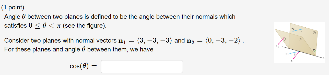 Angle θ between two planes is defined to be the angle | Chegg.com