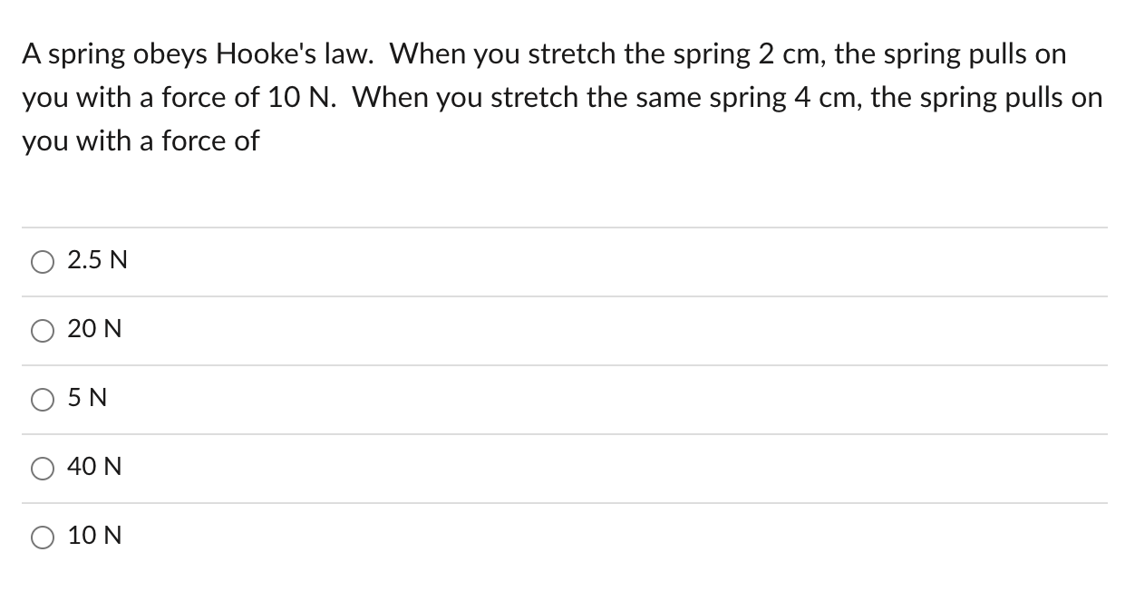 Solved A spring obeys Hooke's law. When you stretch the | Chegg.com