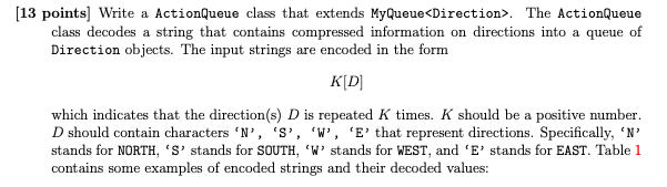 Solved [13 points] Write a ActionQueue class that extends | Chegg.com