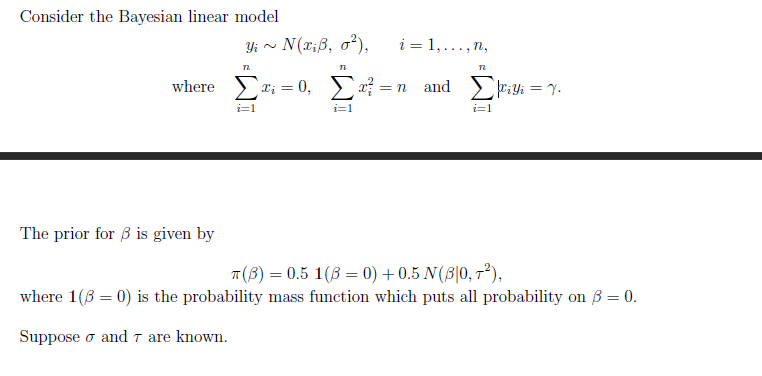 Solved Consider the Bayesian linear model | Chegg.com