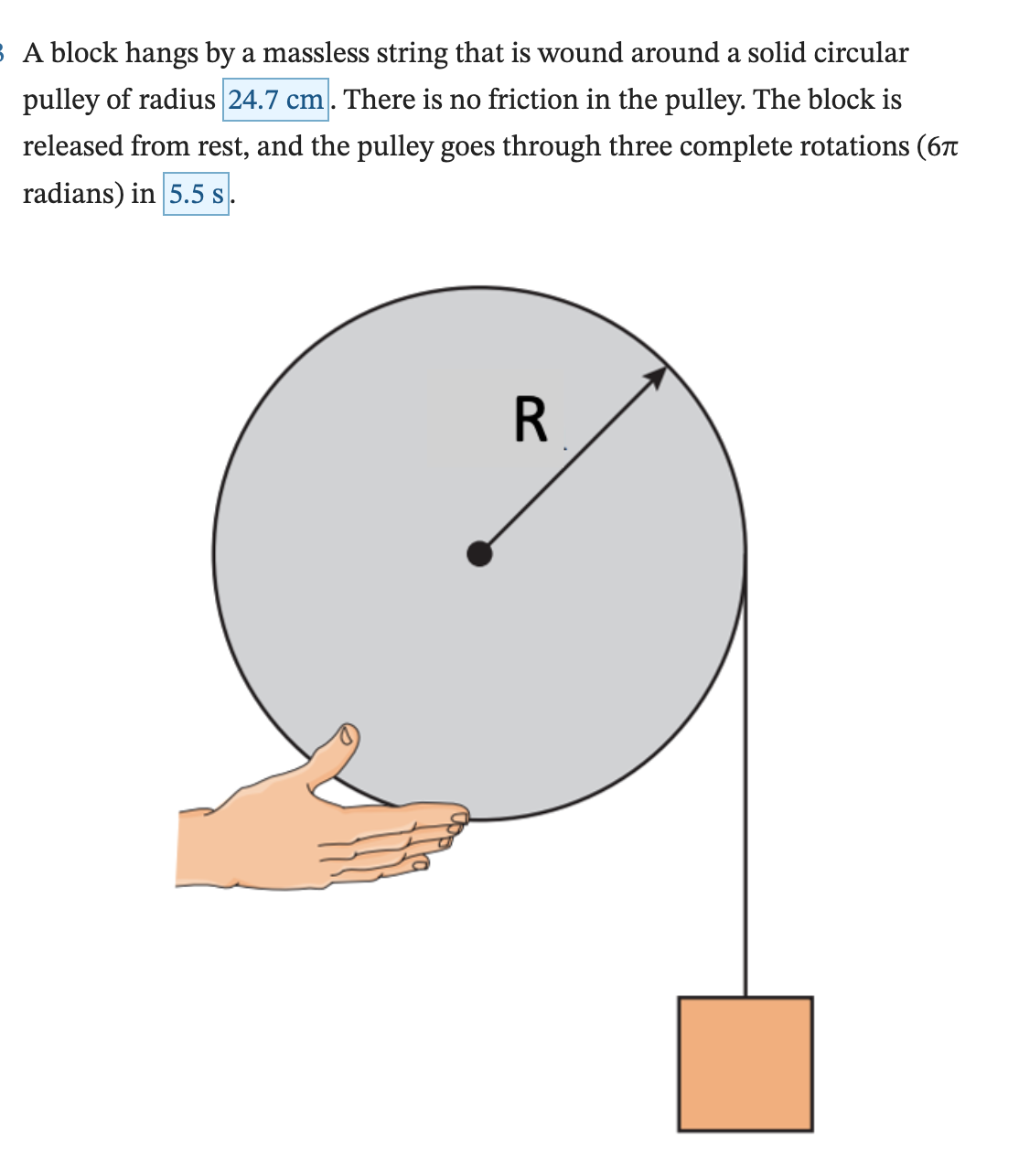 Solved A block hangs by a massless string that is wound | Chegg.com