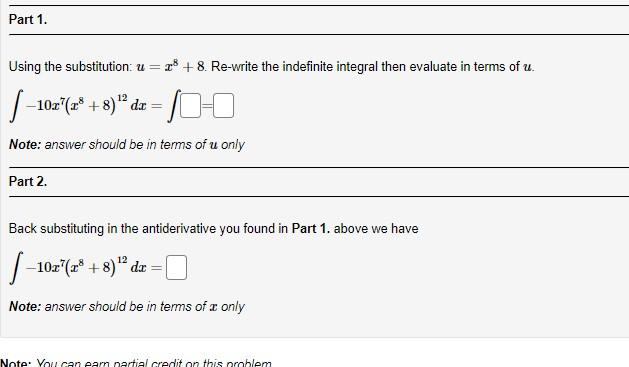 Solved Using the substitution: u=x8+8. Re-write the | Chegg.com