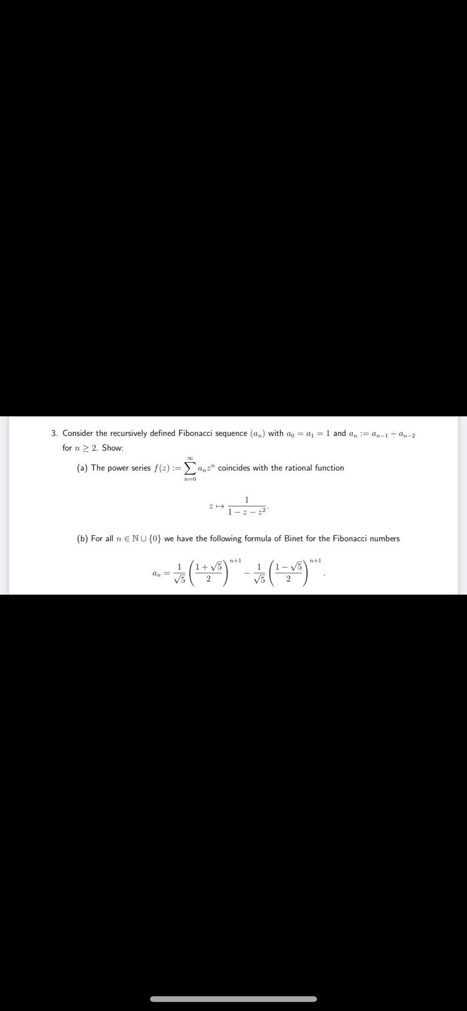 Solved 3. Consider the recursively defined Fibonacci | Chegg.com