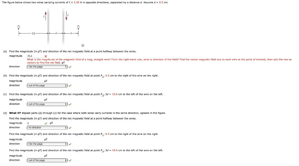 Solved (a) Find the magnitude (in μT ) and direction of the | Chegg.com