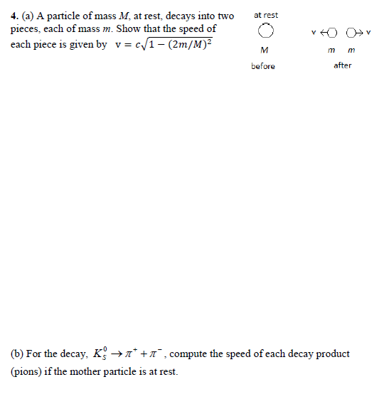 Solved at rest 4. (a) A particle of mass M, at rest, decays | Chegg.com
