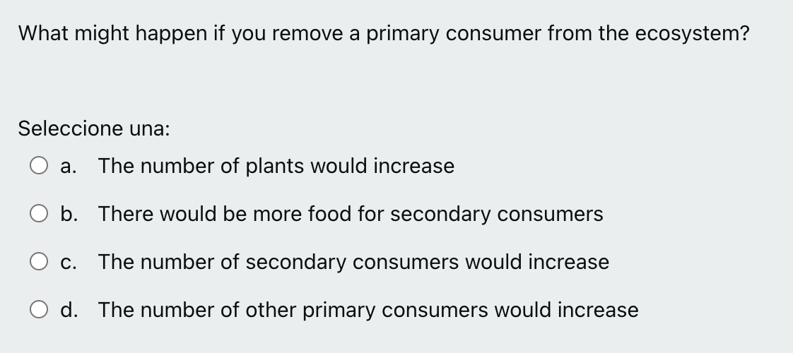 Solved What might happen if you remove a primary consumer | Chegg.com