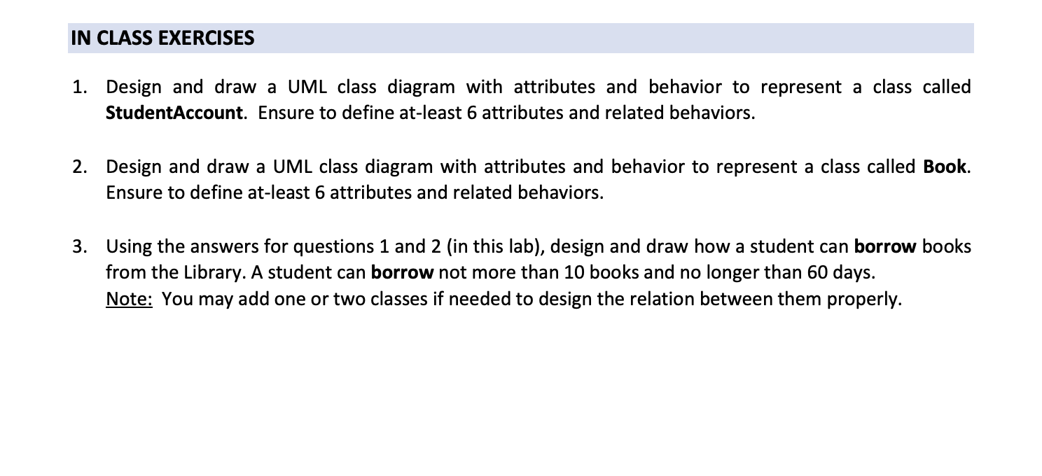 The UML diagram is from lab 2, and we build the class | Chegg.com