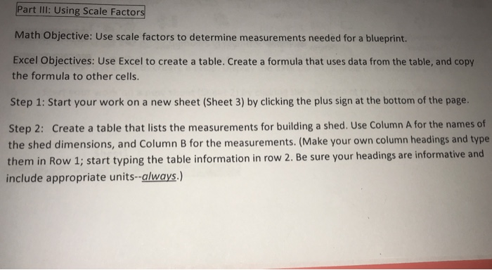 Solved Part IIl: Using Scale Factor Math Objective: Use | Chegg.com