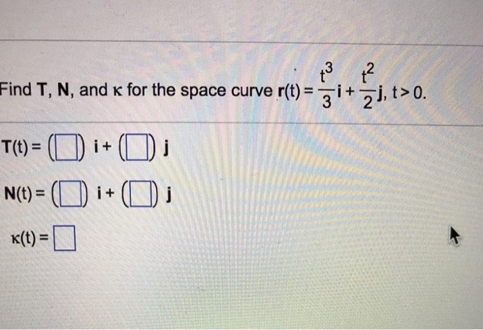 Solved 3 42 Find T, N , and K for the space curve r(t) = 3i | Chegg.com