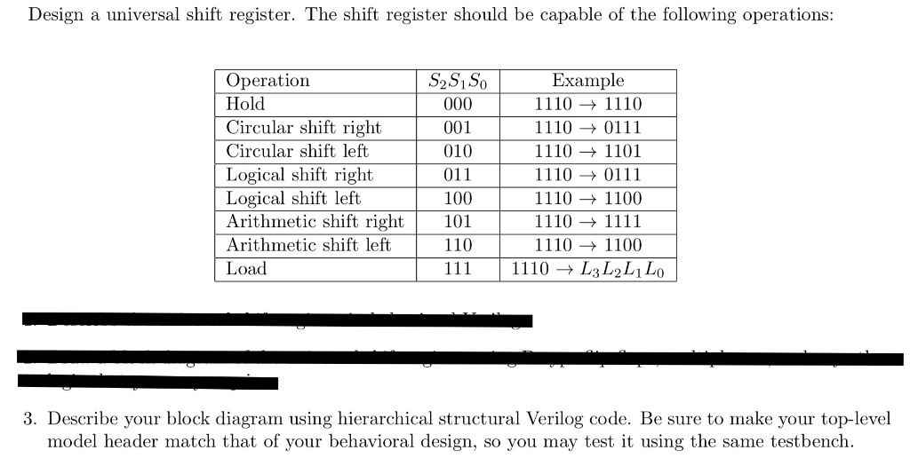Solved Design a universal shift register. The shift register | Chegg.com