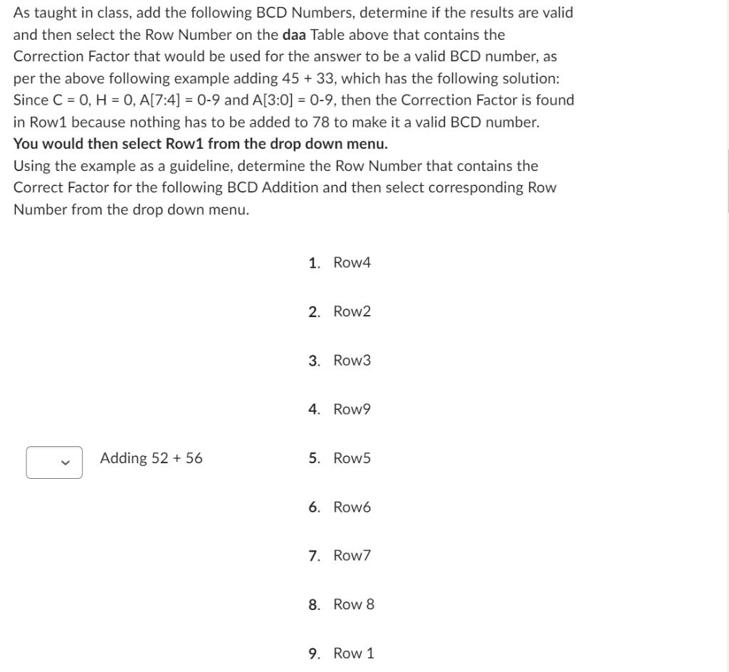 Solved As taught in class, add the following BCD Numbers, | Chegg.com