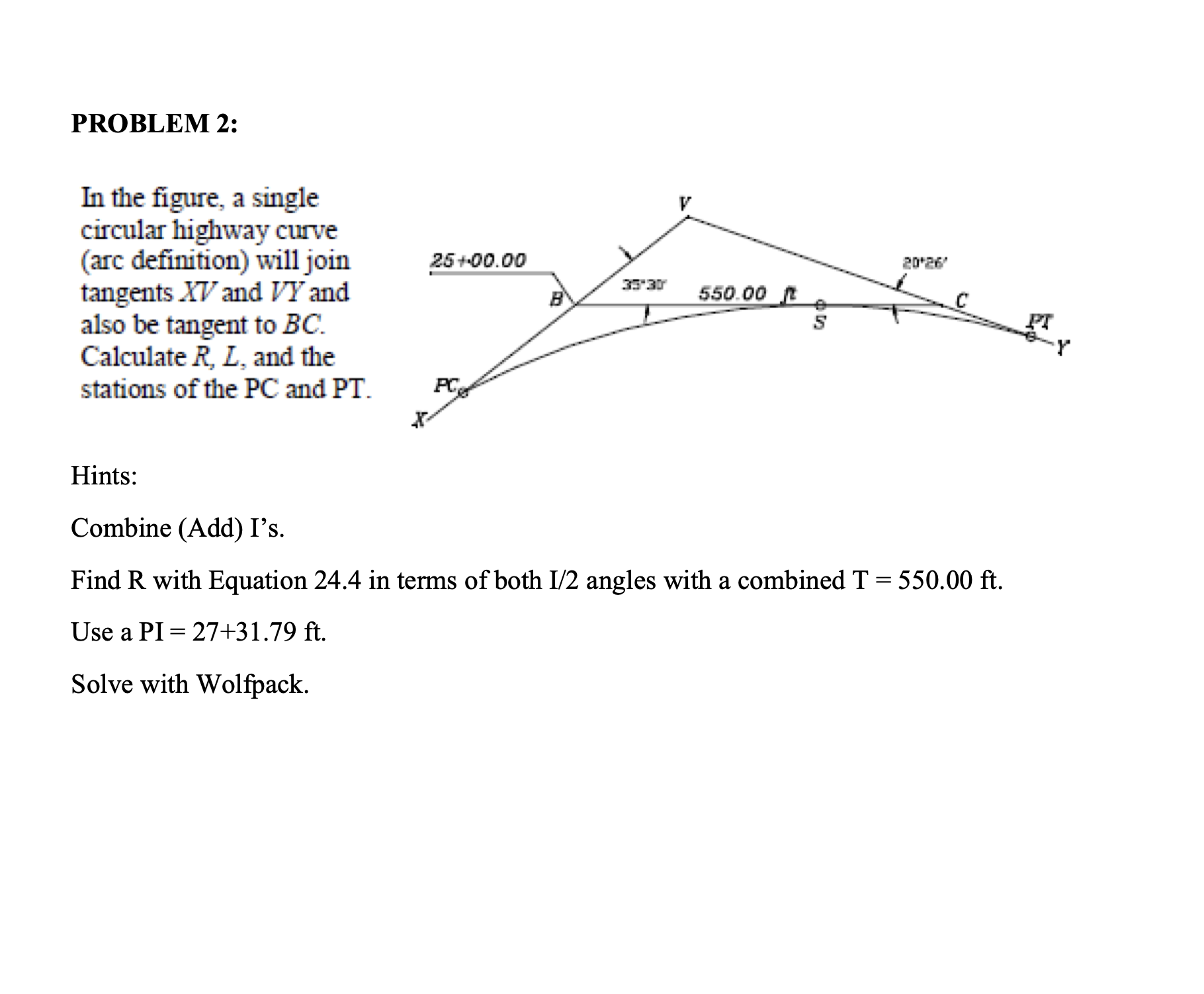 Solved In the figure, a single circular highway curve (arc | Chegg.com