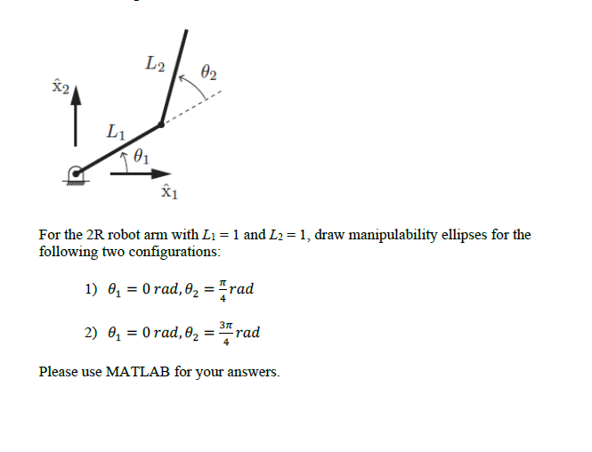 L2 02 X2 L1 01 1 For the 2R robot arm with L1 = 1 and | Chegg.com
