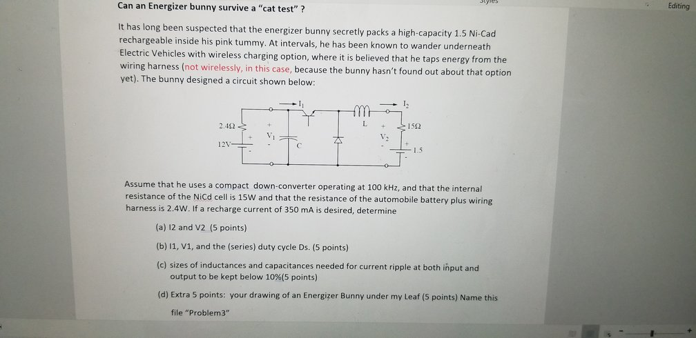Can an Energizer bunny survive a "cat test"? Editing | Chegg.com