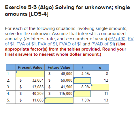 Solved Exercise 5-3 (Algo) Present value; single amounts | Chegg.com