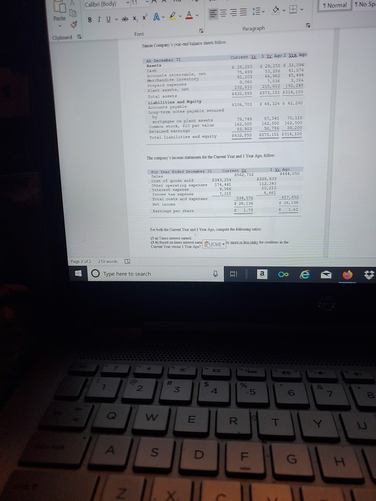 Solved Calibri (Body) 11 A AU 1 Calibri (Body) av 1 Normal | Chegg.com