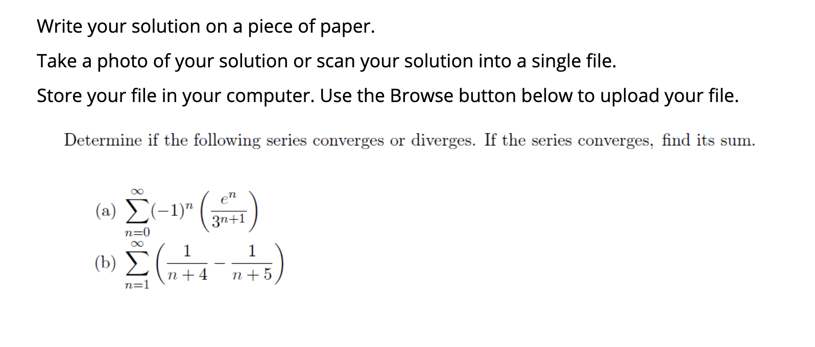 Solved Write your solution on a piece of paper. Take a photo | Chegg.com