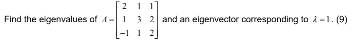code class="asciimath">Find the eigenvalues of | Chegg.com