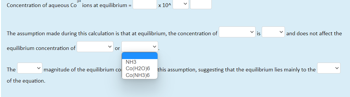 A. Assume that in the reaction of [Co(H2O)6]3+ ions | Chegg.com