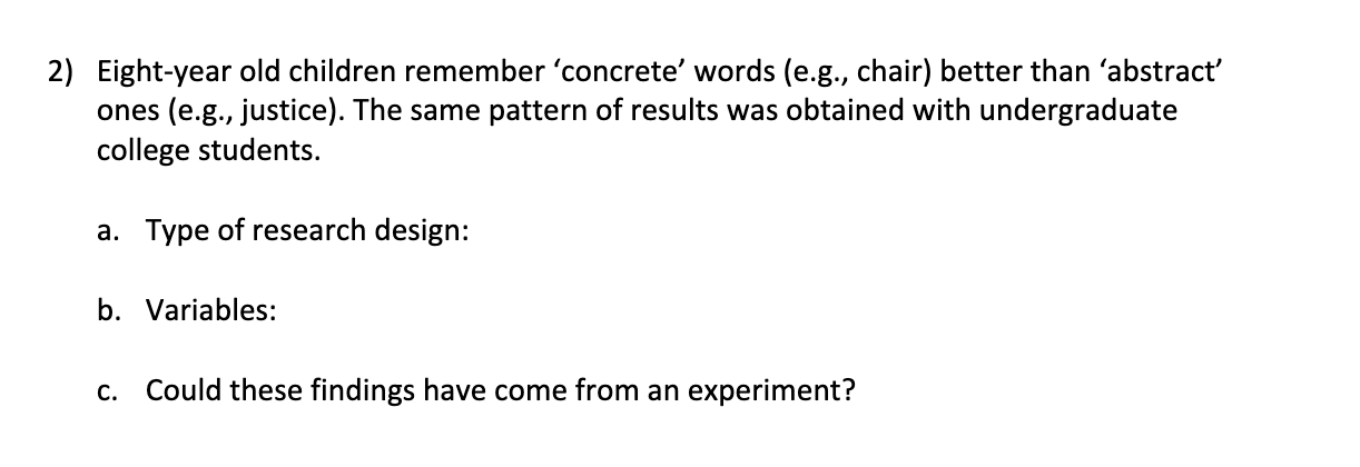 Solved For each scenario: a. Identify type of research | Chegg.com