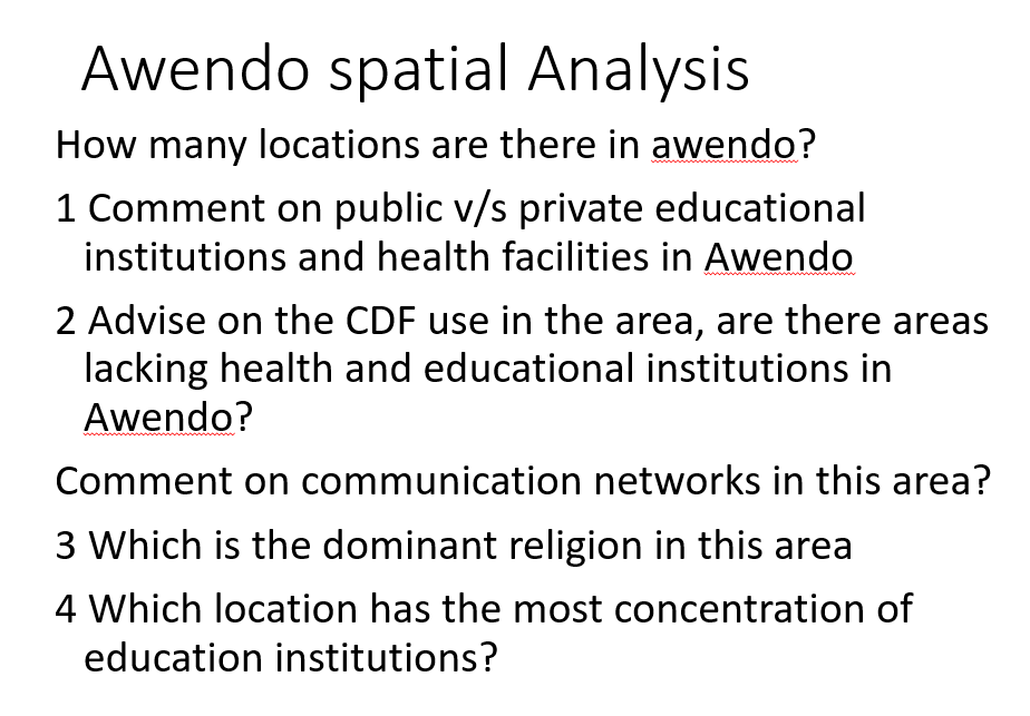 Awendo spatial Analysis How many locations are there | Chegg.com