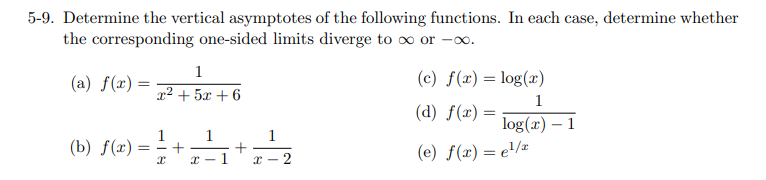 Solved -9. Determine the vertical asymptotes of the | Chegg.com