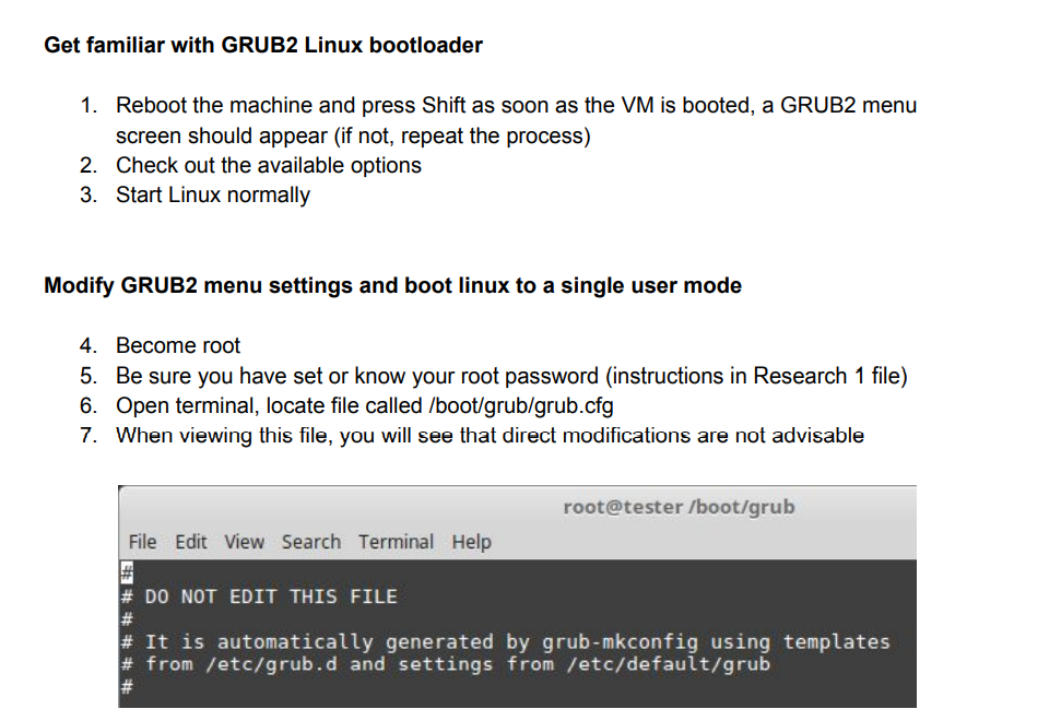 Introduction GRUB2 (Grand Unified Bootloader, version | Chegg.com