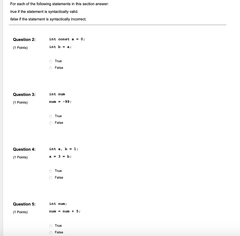 Solved For each of the following statements in this section | Chegg.com