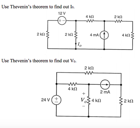 Solved Use Thevenin's theorem to find out Io. 12 V 4 mA lo | Chegg.com