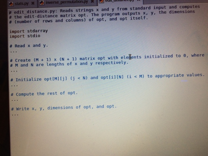 Solved Problem 1. (Calculating Edit Distance Using Dnamic | Chegg.com