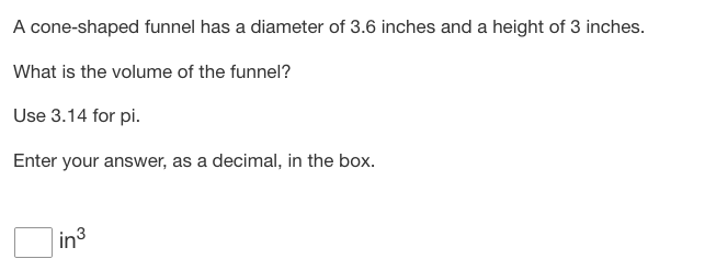 Solved A cone-shaped funnel has a diameter of 3.6 inches and | Chegg.com