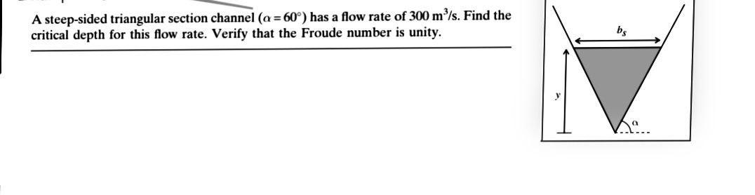 Solved A steep-sided triangular section channel (a = 60°) | Chegg.com
