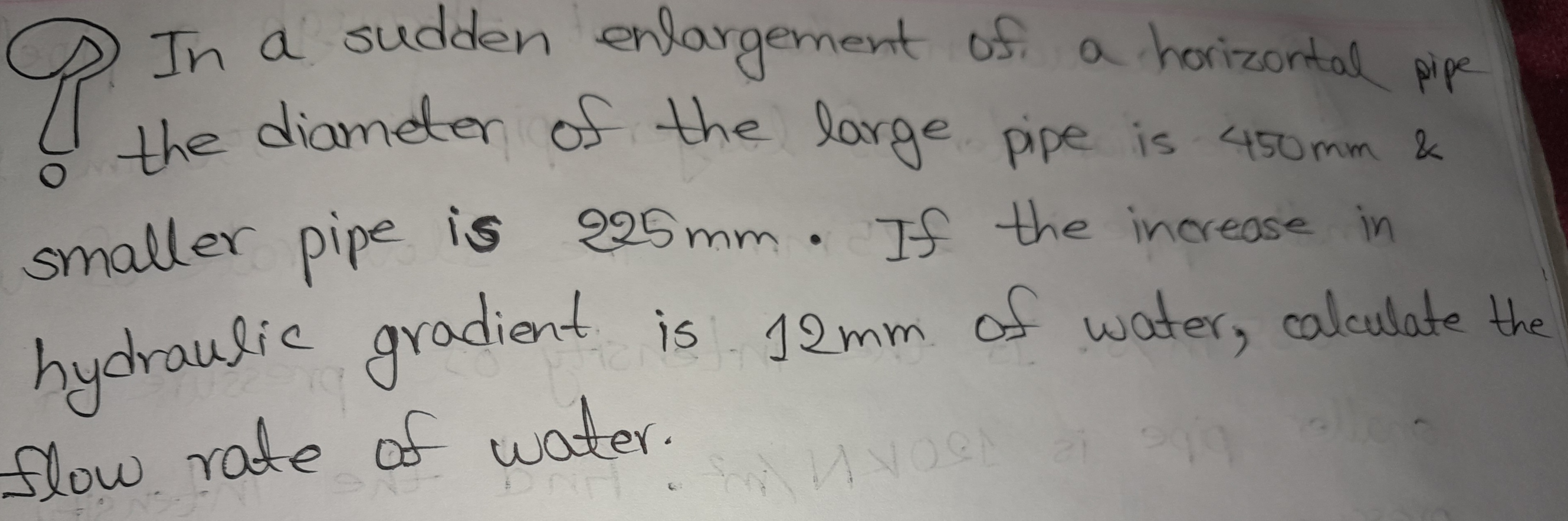 Solved P In a sudden enlargement through a pipeline, the | Chegg.com