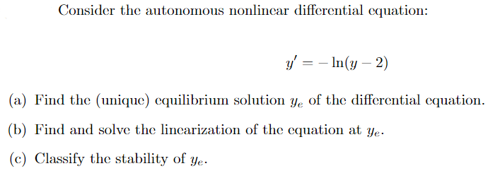 Solved Consider the autonomous nonlinear differential | Chegg.com