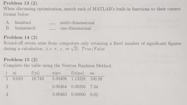 Solved Problem 13 (2) When discussing optimization, match | Chegg.com