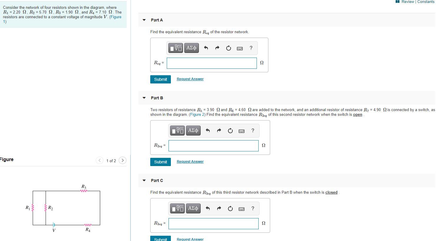 Solved 1 Review Constants Consider the network of four | Chegg.com