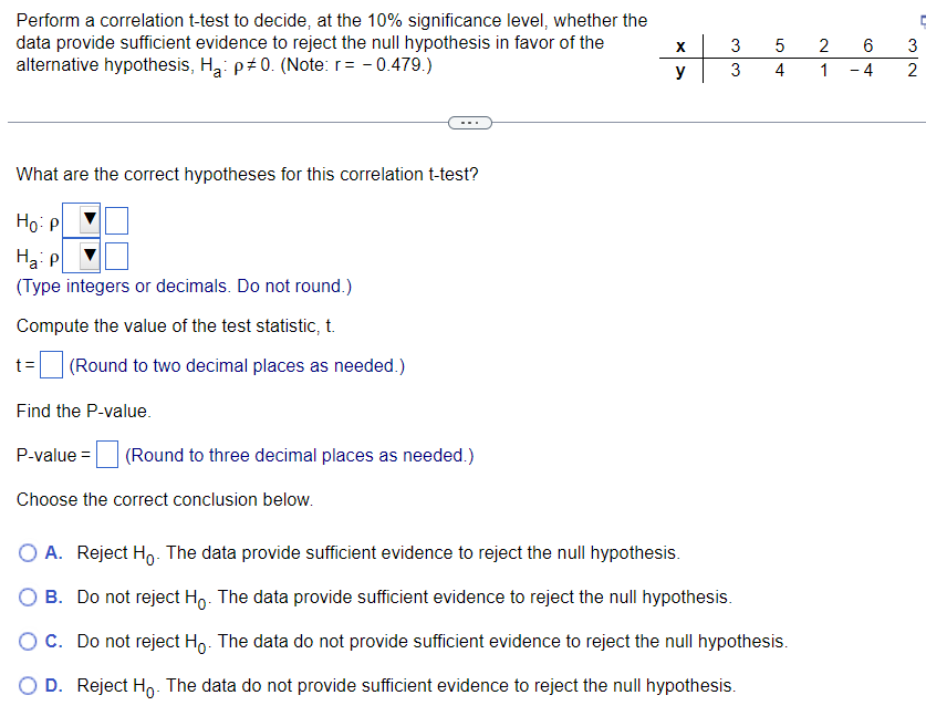 Solved Perform a correlation t-test to decide, at the 10% | Chegg.com