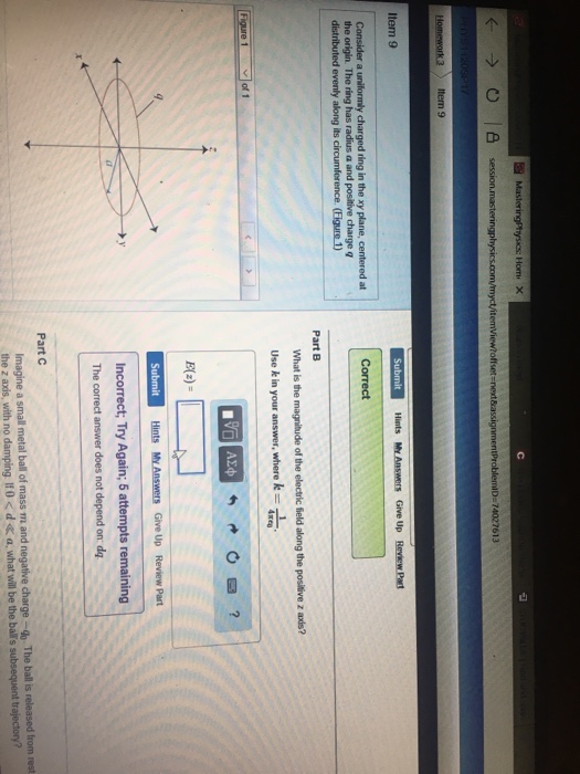 Solved Consider a uniformly charged ring in the xy plane, | Chegg.com