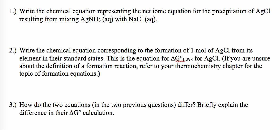 Solved 1.) Write the chemical equation representing the net | Chegg.com
