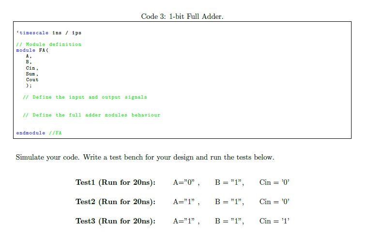 Solved 1.2 1-bit Full Adder Now try to design a 1-bit Full | Chegg.com