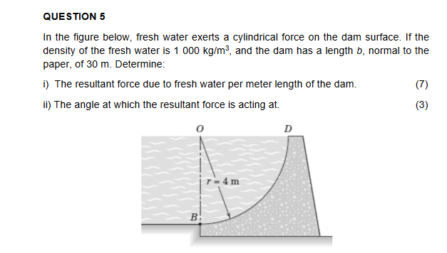 Solved QUESTION 5 In the figure below, fresh water exerts a | Chegg.com