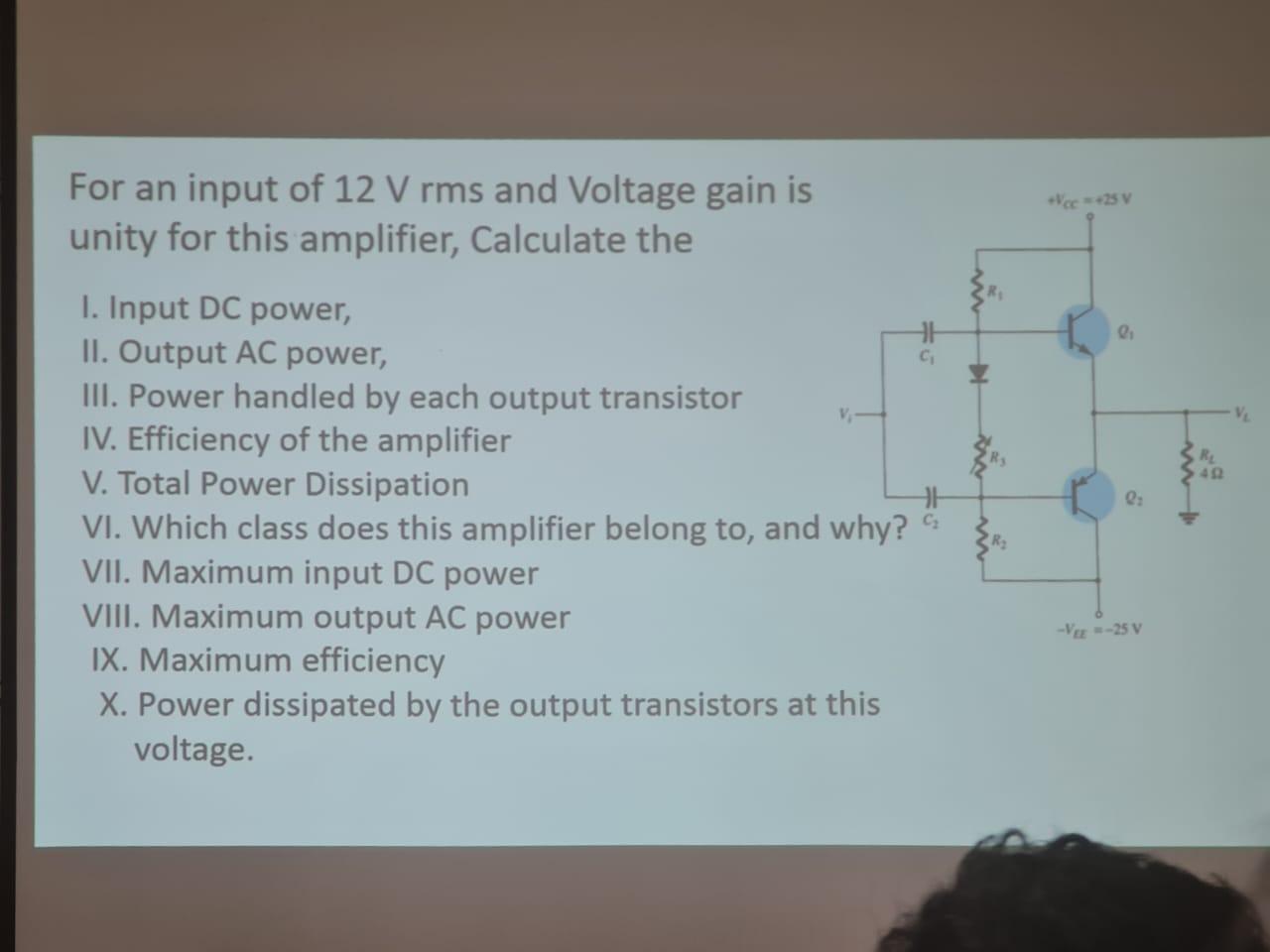 Solved For an input of 12 V rms and Voltage gain is unity | Chegg.com