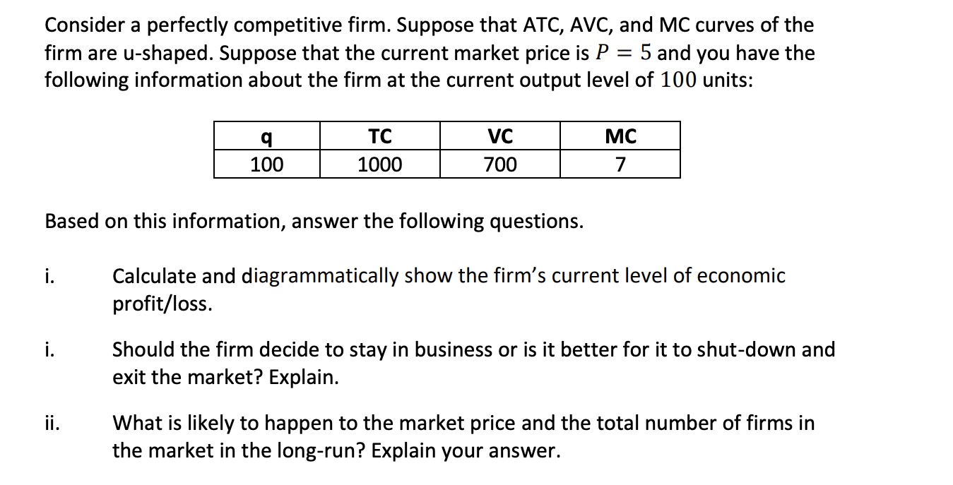 Solved Consider a perfectly competitive firm. Suppose that | Chegg.com
