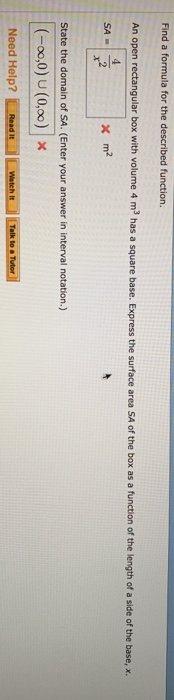 Solved Find a formula for the described function An open | Chegg.com