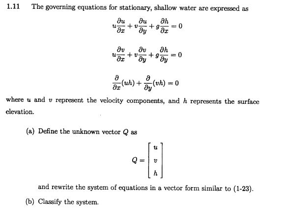 Solved 1.11 The governing equations for stationary, shallow | Chegg.com